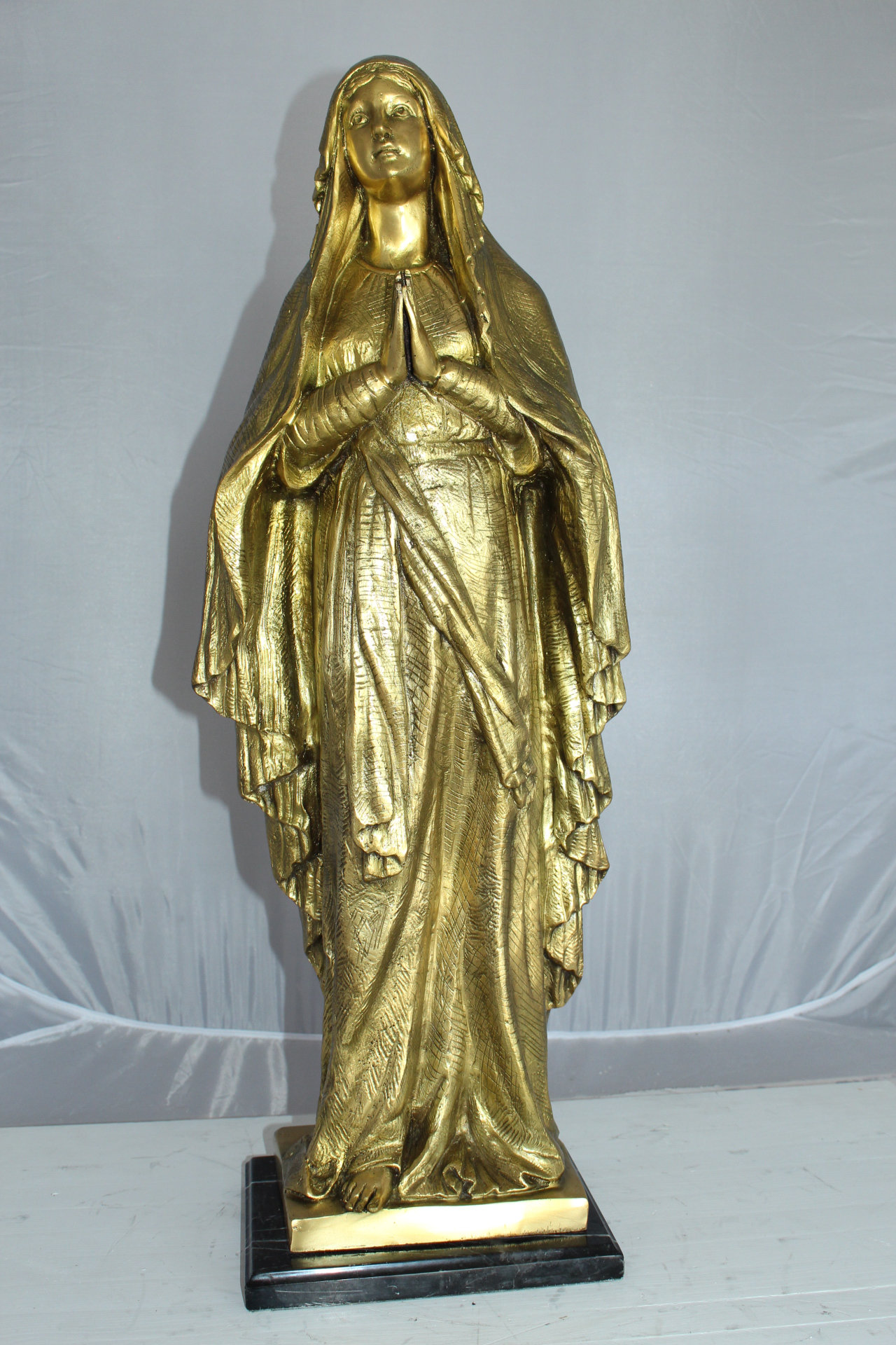 Bloomsbury Market Hersh Blessed Virgin Mary Bronze Statue - Size: 10"L x 8"W x 33"H. | Wayfair